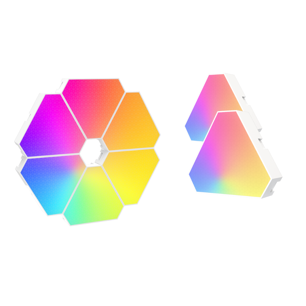 Visual TriLight – 8 stk. LED RGB Trekant Væglampe, Smart App-styring ...